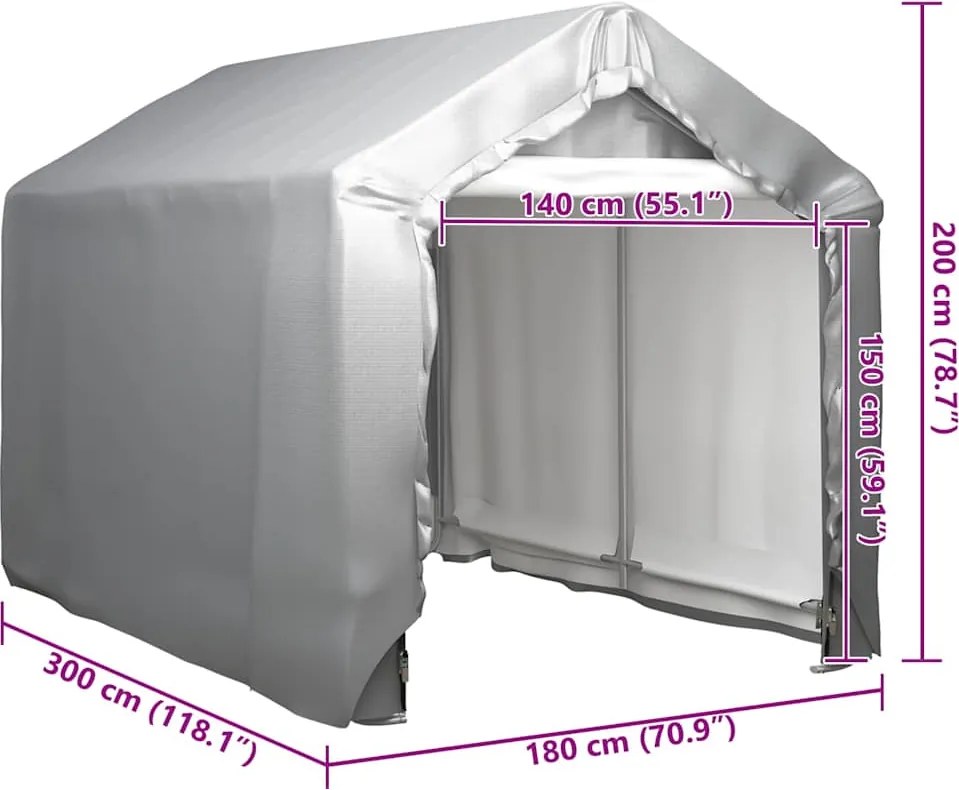 Úložný stan 180 x 300 cm ocelově šedý 3079585