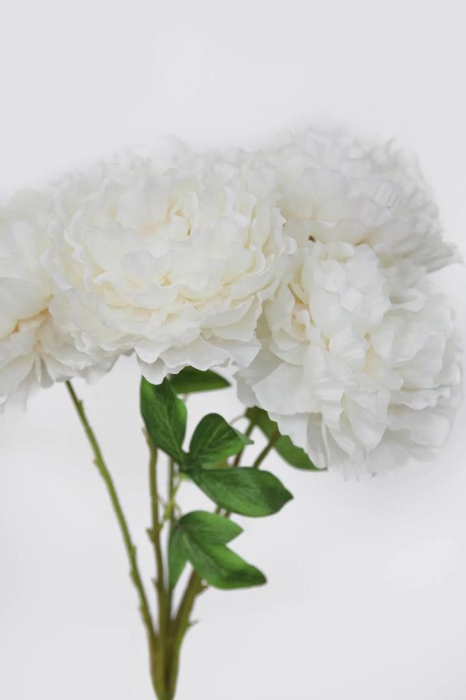 Bílá umělá kytice pivoněk 53cm