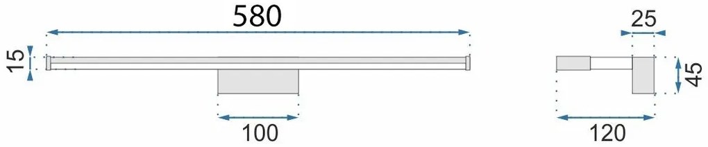 Toolight Moderní nástěnné svítidlo LED 12W 60CM APP369-1W - chrom