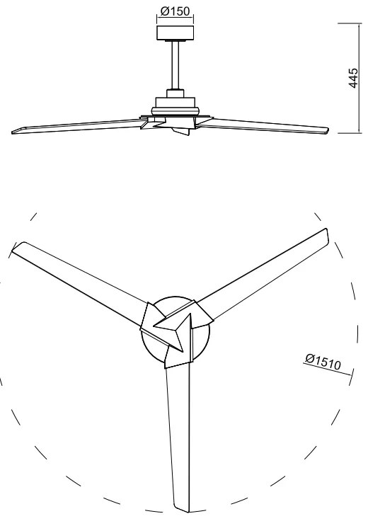 Mantra Brisa Mini, lopatkový ventilátor s nepřímým osvětlením a dálk. ovladačem LED 20W 2700-5000K, černá/dřevěná, průměr 151cm, IP44