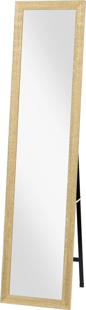 HOMCOM Obdélníkové Zrcadlo na Stěnu nebo Stůl s Dřevěným Rámem do Obývacího Pokoje a Ložnice 37 x 157 cm Přírodní Dřevo | Aosom