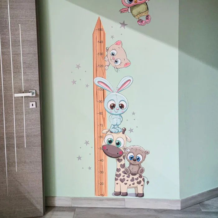 INSPIO Dětský metr na zeď - Zvířátka CUTE2 - 150 cm