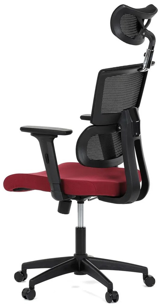 Autronic Kancelářská židle, potah bordó látka a černá síťovina MESH, houpací mech. KA-B1025 BOR