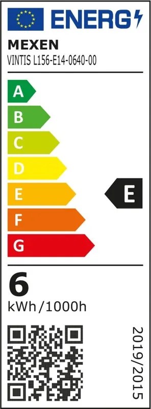 Mexen Vintis, LED filamentová žárovka E14, G45, 6 W, neutrální bílá 4000K, čirá, L156-E14-0640-00