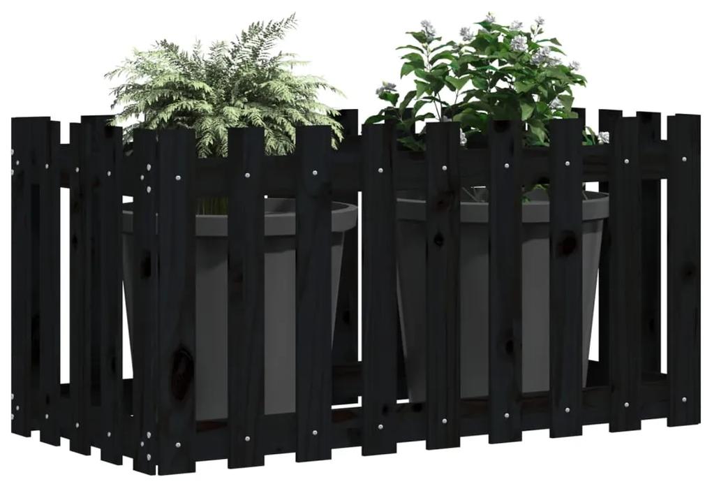 Vyvýšený záhon plotový design černý 100x50x70 cm masiv borovice,  832484