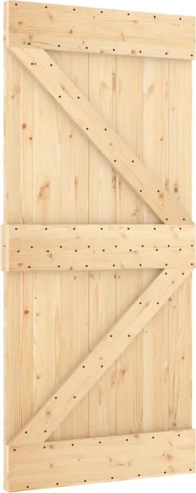 vidaXL Posuvné dveře s kováním 95 x 210 cm masivní borové dřevo [3203229]