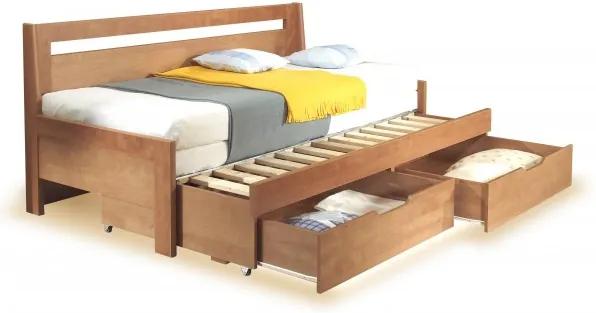 Rozkládací postel s úložným prostorem TINA TANDEM, 90x200 , Ořech