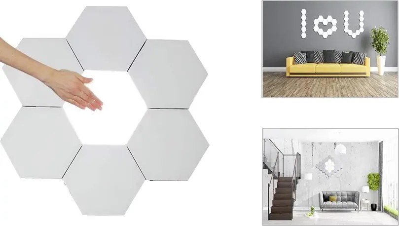 3x LED Bezdrátové svítidlo HEXAGON na dálkové ovládání