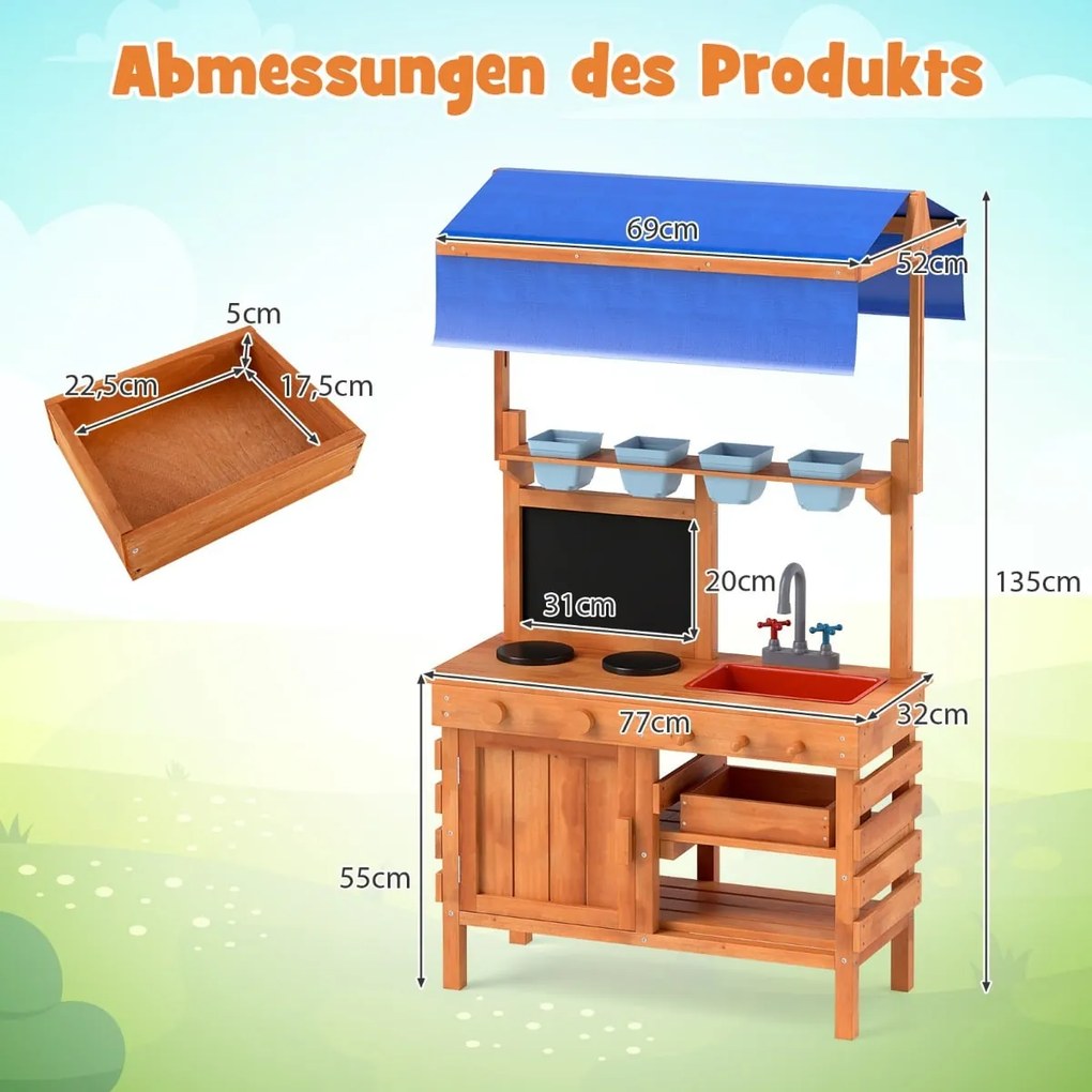 Costway Bahenní kuchyňka pro dětskou kuchyňku Kidner dřevěná s výškově