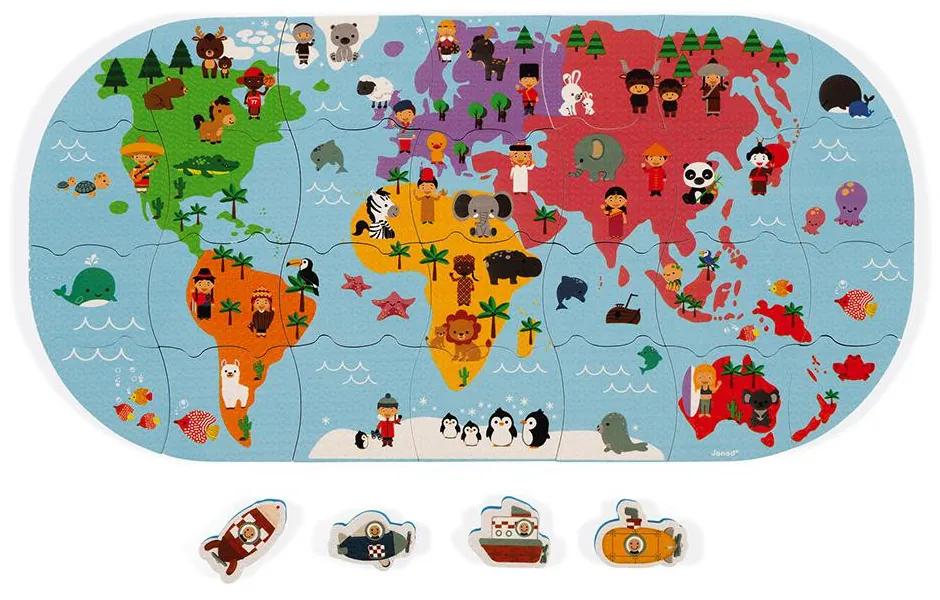 Janod Hračka do vody puzzle Mapa světa