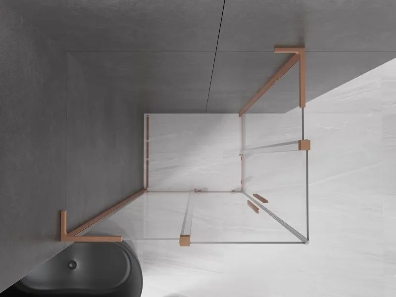 Mexen Velar L Duo, sprchový kout s posuvnými dveřmi 90 x 80 cm, 8mm čiré sklo, měděná matná, 871-090-080-02-03-65