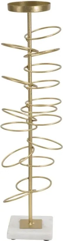 Kovový svícen Rings 50 cm zlatý/mramor