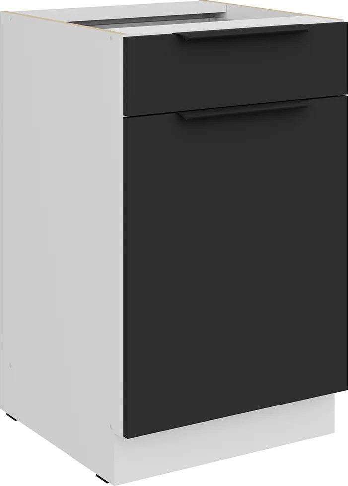 ARIA bc | dolní skříňka 50 D 1F 1S policová se zásuvkou | 50 cm | PREMIUM BOX | bílá/černá