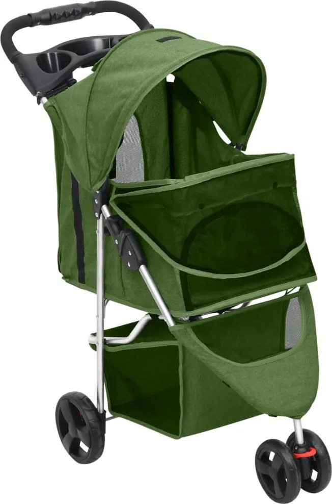 Skládací kočárek pro psa zelený 80x46x98 cm oxfordská tkanina 172198