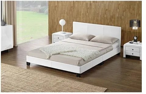 Bílá postel DANETA, ekokůže, 180x200 cm