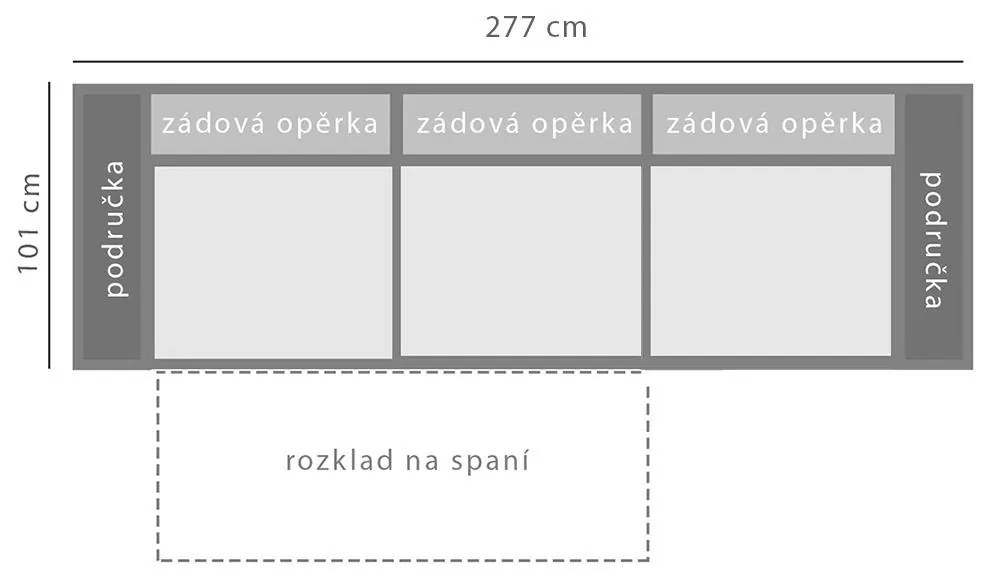 Pohovka BOLZANO | 277 cm | rozkládací + bez úložného prostoru | VÝBĚR TKANIN
