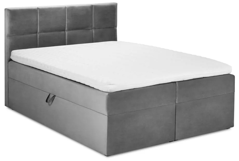 Šedá sametová dvoulůžková postel Mazzini Beds Mimicry, 180 x 200 cm