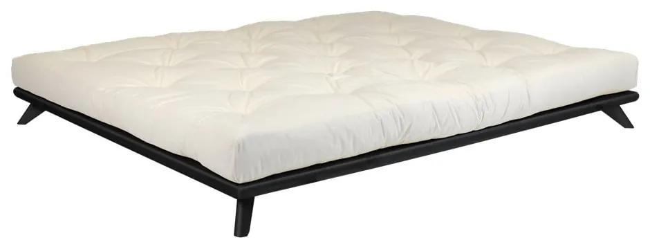 Dvoulůžková postel z borovicového dřeva s matrací Karup Design Senza Double Latex Black/Natural, 160 x 200 cm