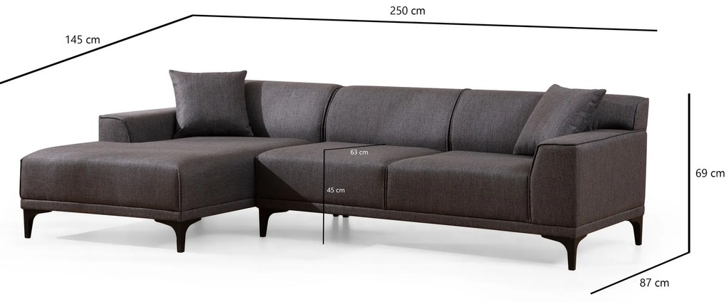 Hanah Home Rohová pohovka PETRA antracit levá 560ARE1602