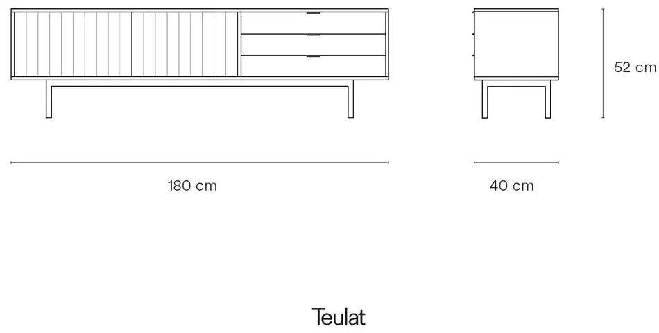 TV stolek v dekoru dubu v šedo-přírodní barvě 180x52 cm Sierra – Teulat