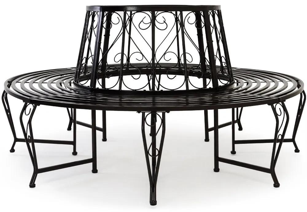Zahradní kovová lavička kruhová - černá | Ø 160 cm