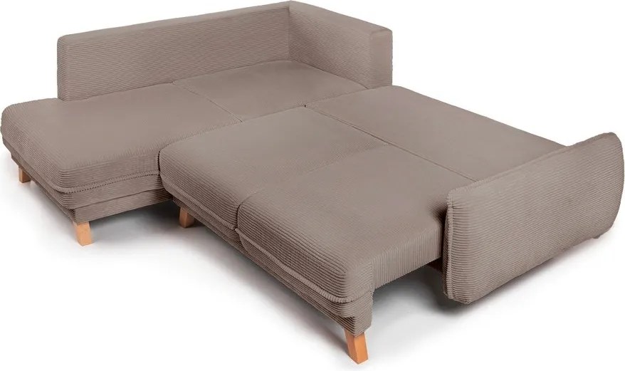 Taupe manšestrová rozkládací/s úložným prostorem rohová pohovka (pravý roh/do L) Tori – Bonami Selection