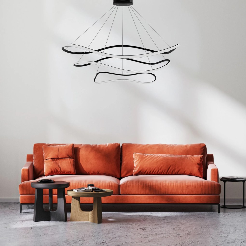 Toolight Toolight, LED závěsná lampa 40/60/80cm, 82W, 3000K, LHJ016-CP3, černá matná, OSW-50006