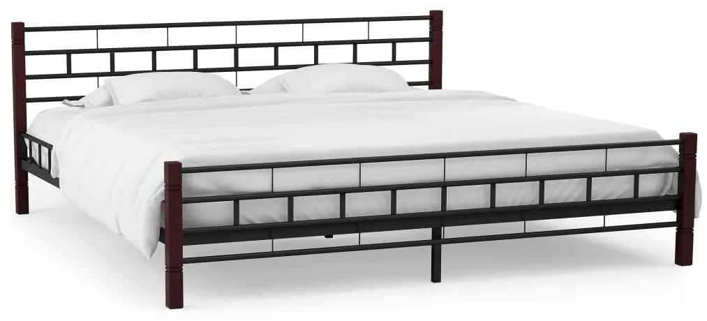 246735 vidaXL Kovový rám postele s laťkovým roštem 140x200 cm dřevěné sloupky