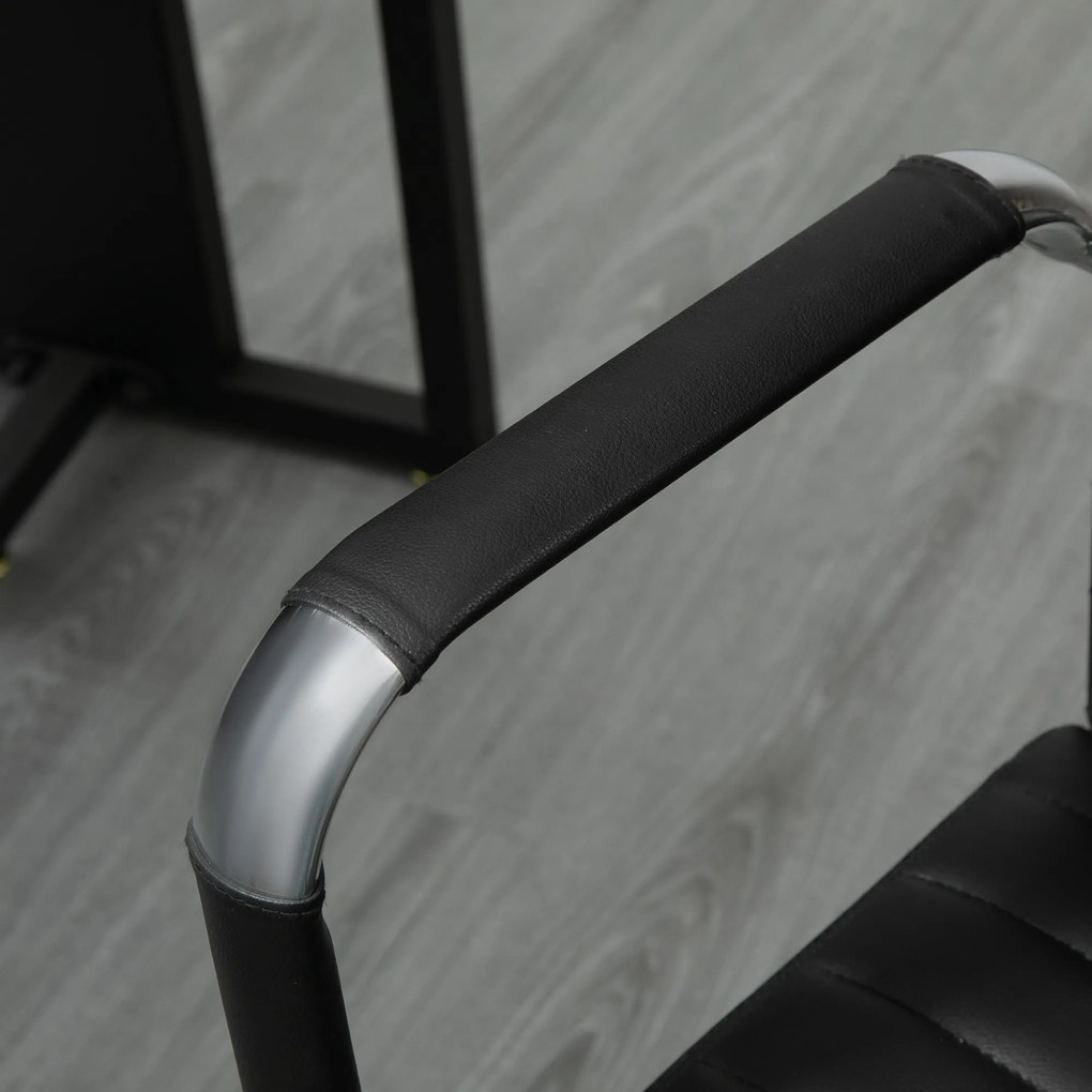 Kancelářská židle Vinsetto ergonomická manažerská židle s houpací funkcí, výškově nastavitelná, čalouněná umělou kůží a pěnou, černá | Aosom.de
