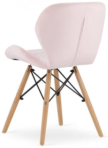 Jídelní židle LAGO růžová (hnědé nohy)