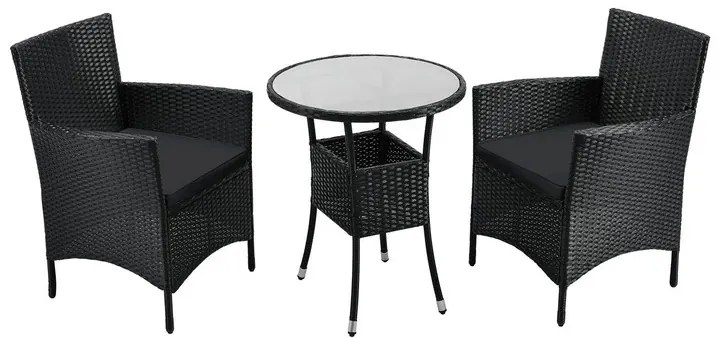 Juskys Balkónový set Bayamo - černý + šedé podušky