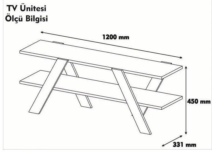 Bílý/přírodní TV stolek v dekoru ořechu 120x33 cm Basic – Kalune Design
