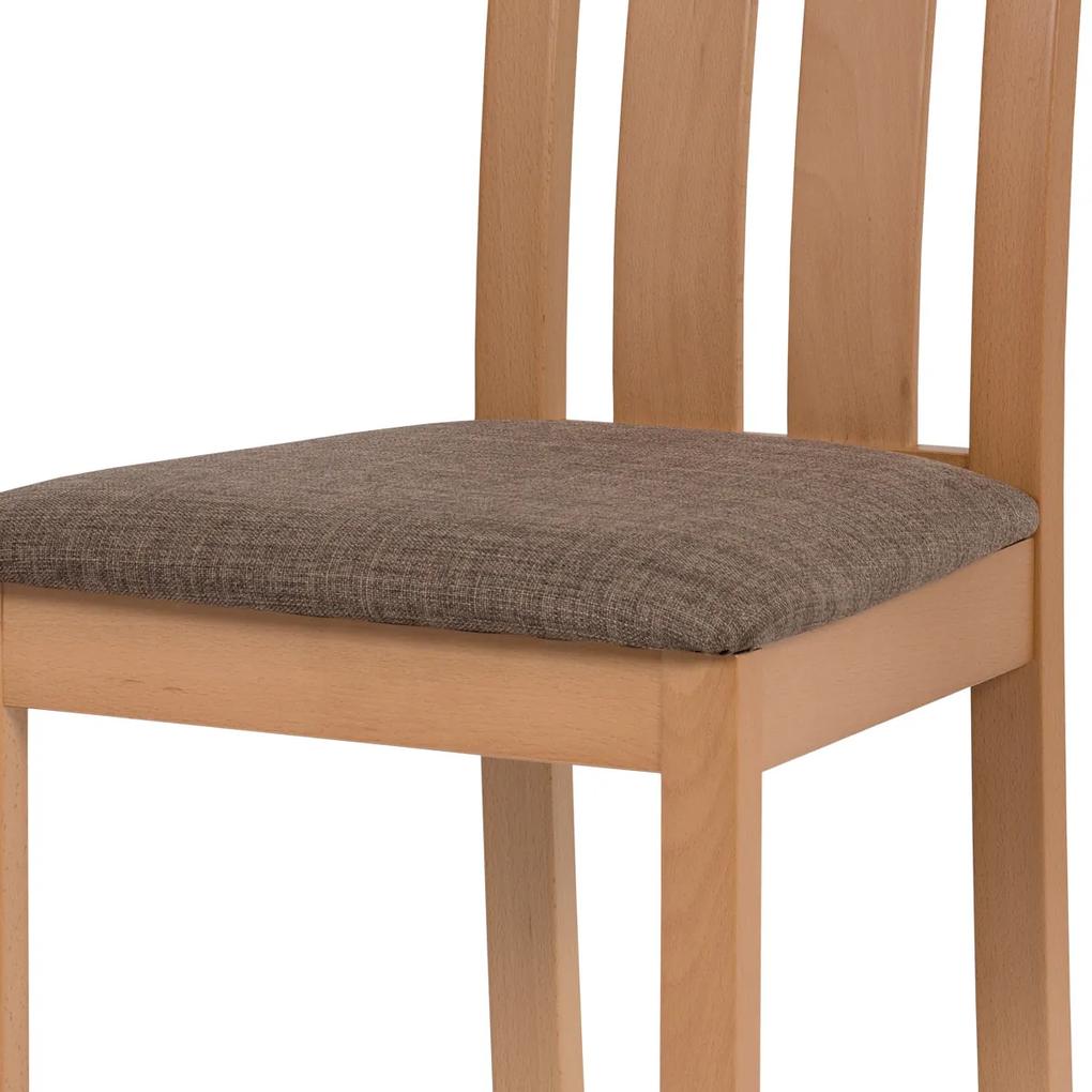 Jídelní židle, masiv buk, barva buk, látkový potah hnědý melír - BC-2602 BUK3