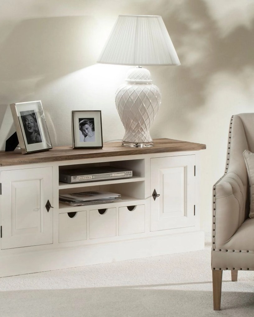 TV/Audio stolek Brighton 150x40x65cm white&natural