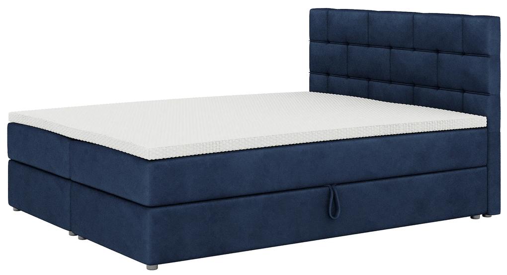 Kontinentální postel 140x200 cm Waller Comfort (tmavě modrá) (s roštem a matrací). 1056364
