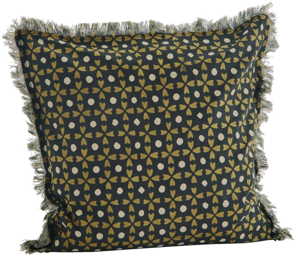MADAM STOLTZ Povlak na polštář Black/Mustard 50 x 50 cm, multi barva, textil