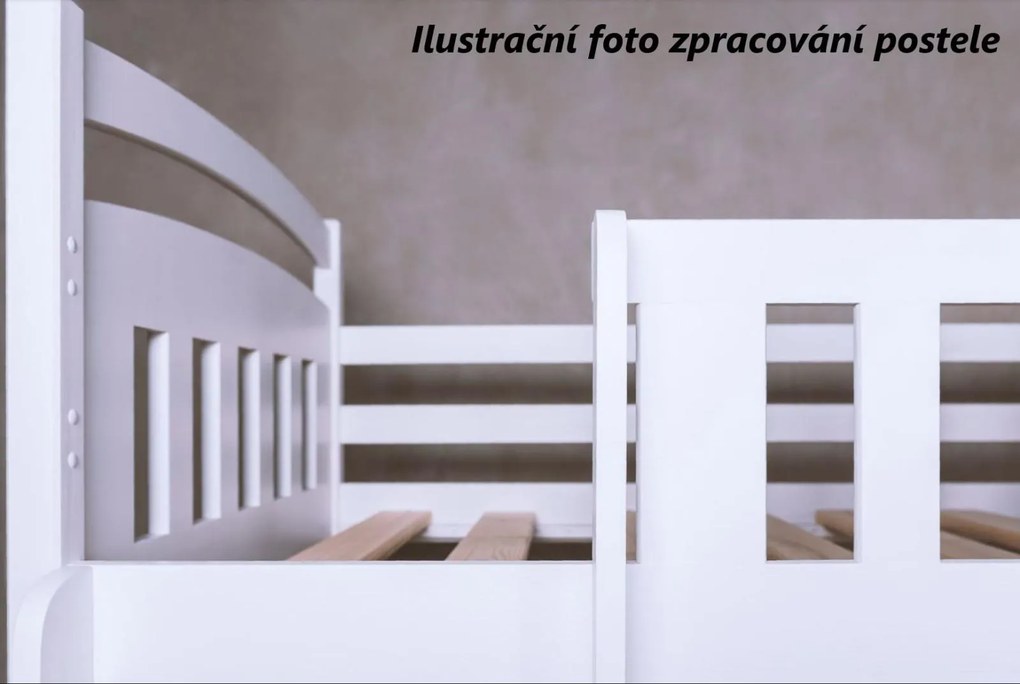 Dětská postel z masivu borovice PINOCCHIO se šuplíky - 200x90 cm - BÍLÁ