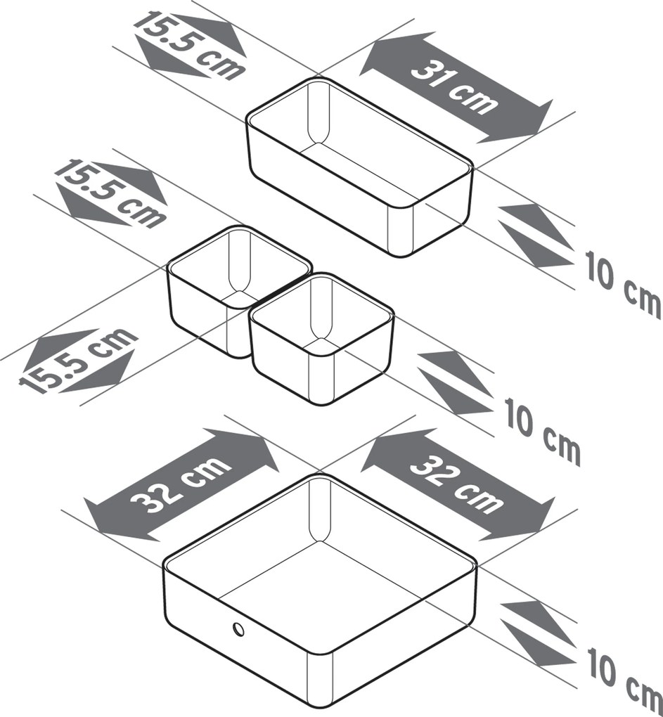 Tchibo - Organizéry do zásuvek - barva: šedá