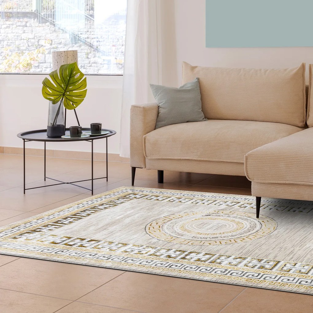 Dywany Łuszczów, Kusový koberec Bliss Z205AZ127 cream/gold, 140x190, béžová, kancelář