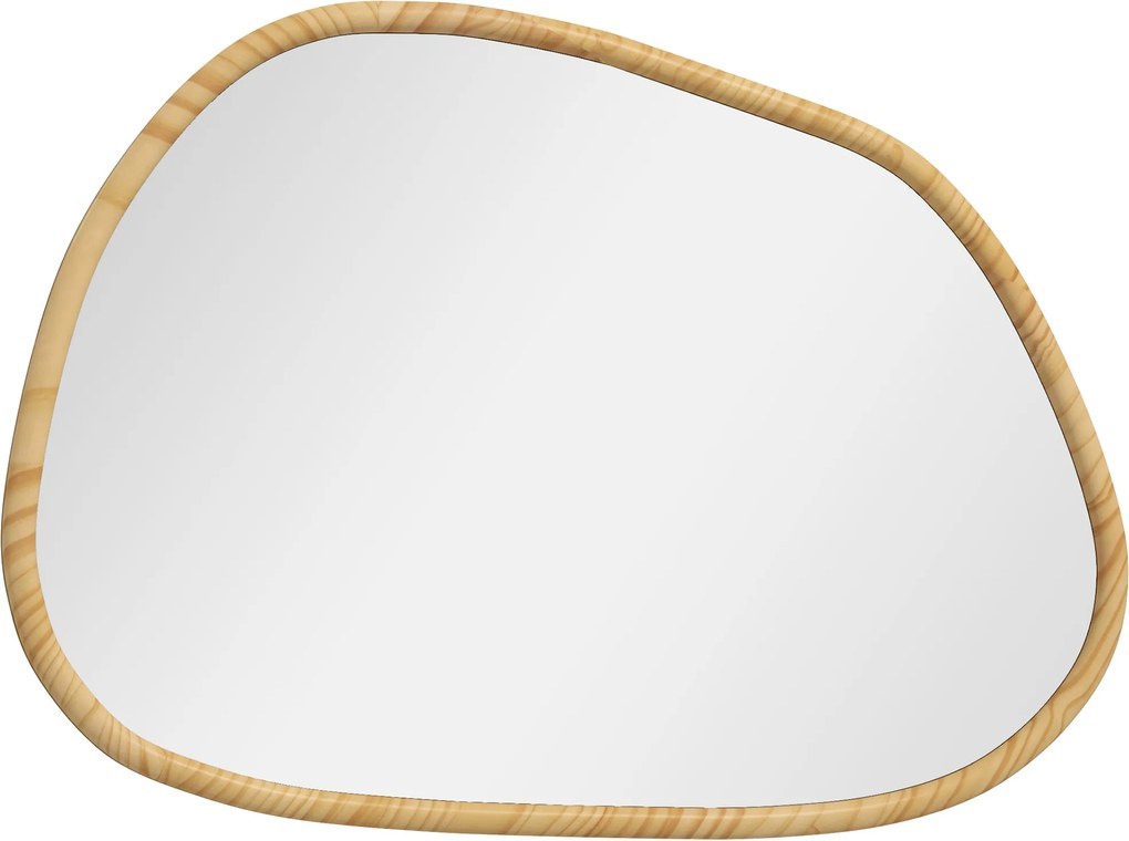 HOMCOM Asymetrické Nástěnné Zrcadlo, 80 x 60 cm Koupelnové Zrcadlo s Dřevěným Rámem, Dekorativní Zrcadlo do Koupelny, Obývacího Pokoje, Chodby, Ložnic
