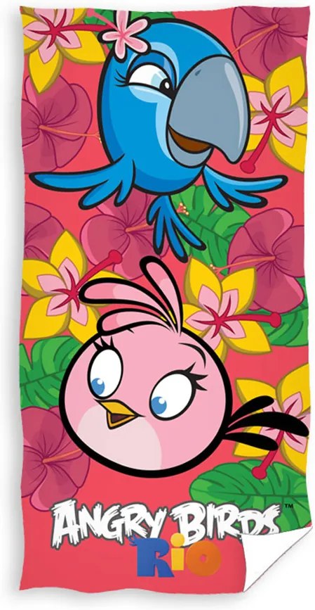 Carbotex Osuška Angry Birds Rio růžová froté 70x140 cm
