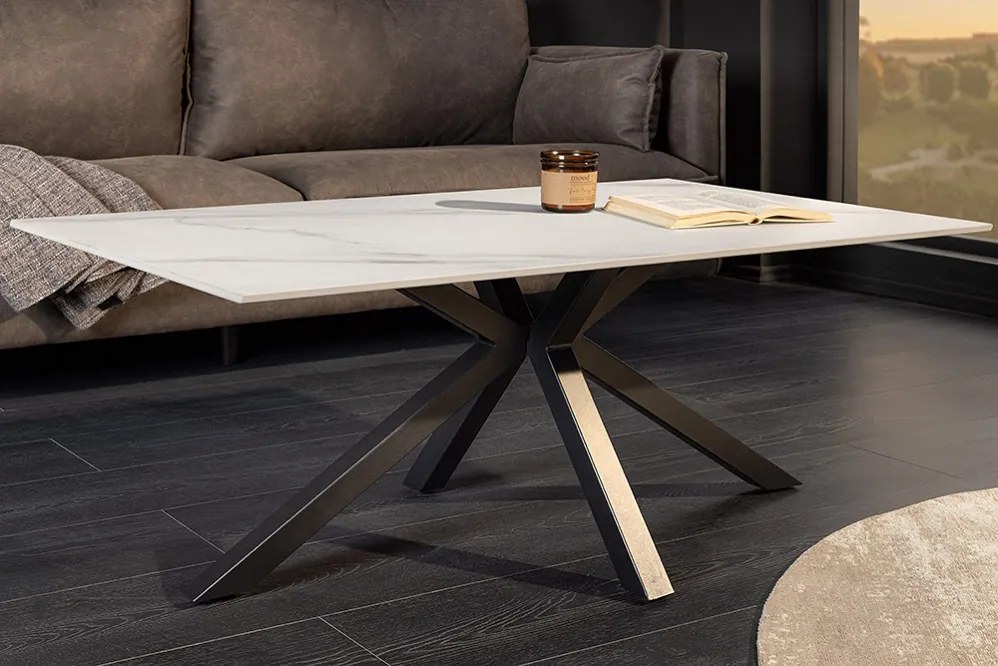 Keramický konferenční stolek Fabrico 100 cm bílý