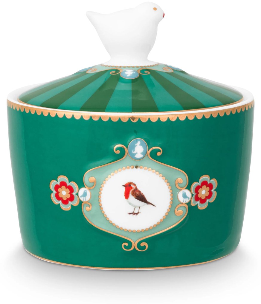 Pip Studio Love Birds cukřenka 300ml, zelená (porcelánová cukřenka s víčkem 300ml)