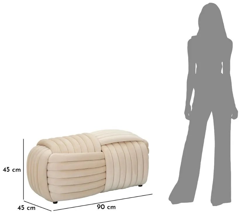 Designová lavice Nakeisha 90 cm krémová