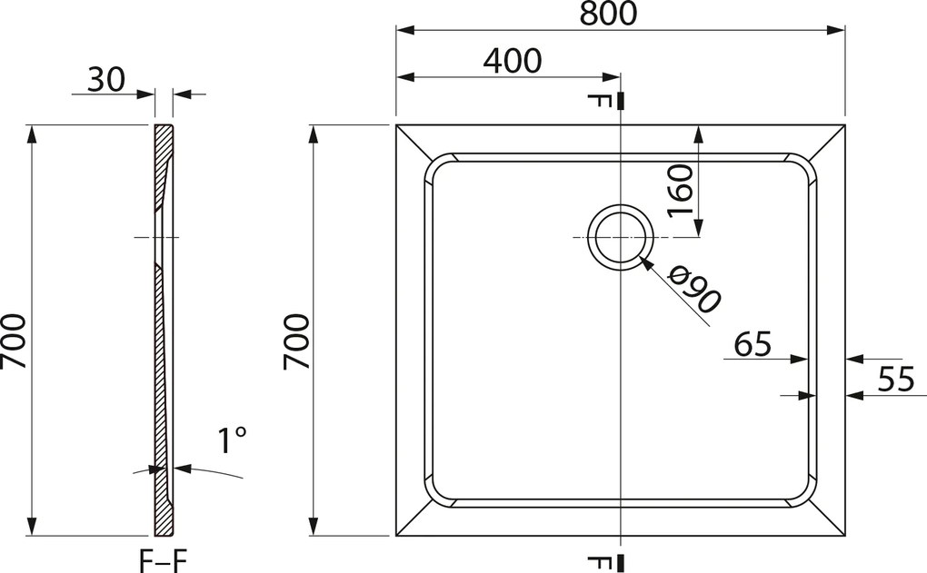Aqualine Aqualine, TECMI sprchová vanička z litého mramoru, obdélník 80x70cm, bílá, PQ8070