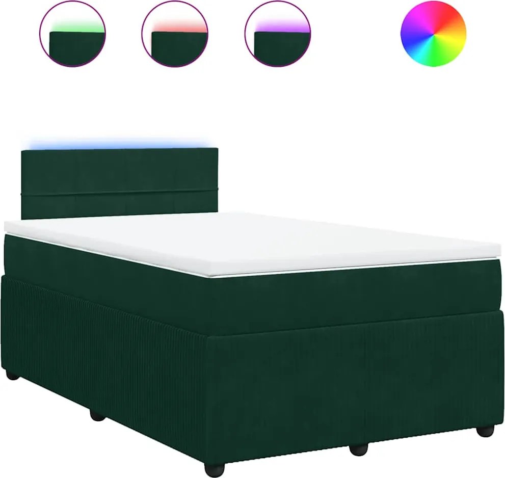 Box spring postel s matrací tmavě zelená 120 x 200 cm samet 3290013