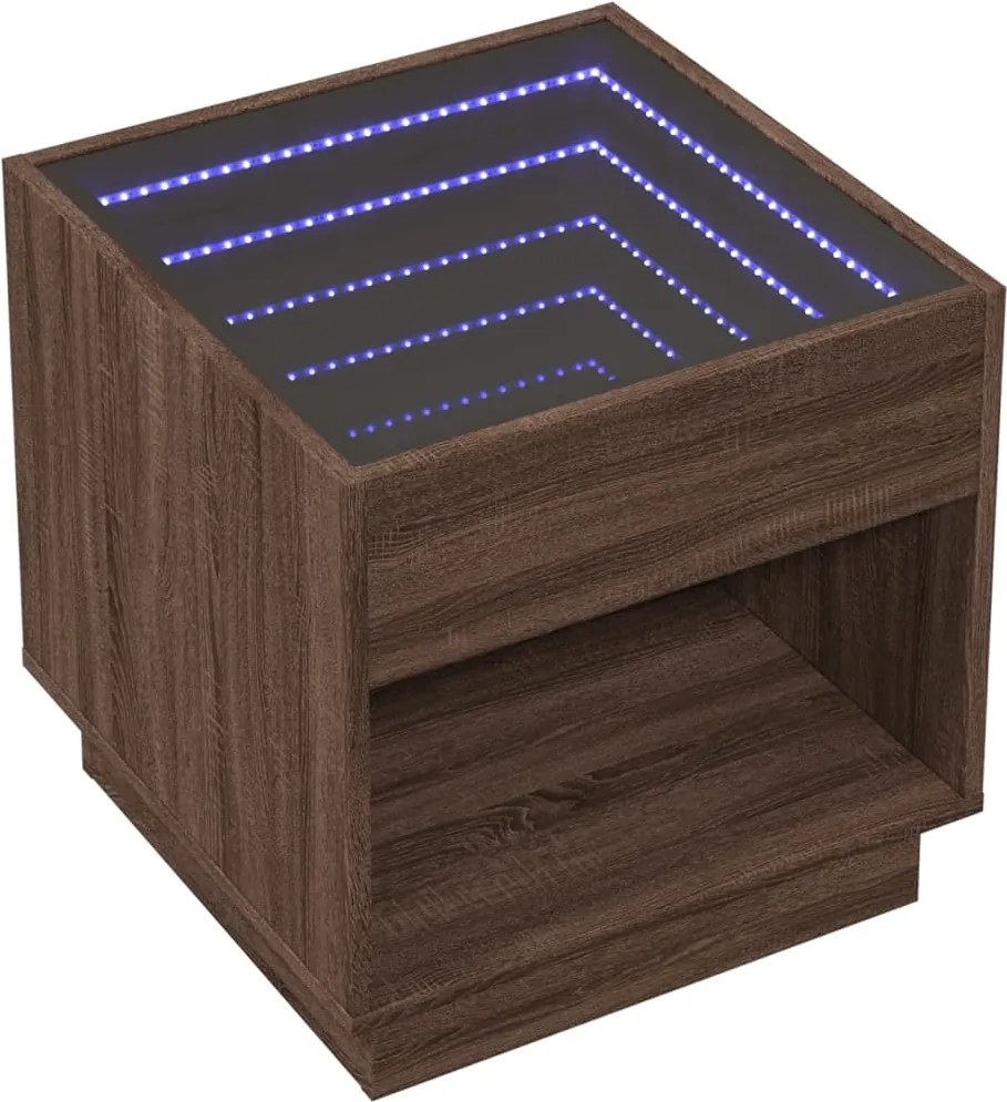 Noční stolek s Infinity LED hnědý dub 50 x 50 x 50 cm 3284090