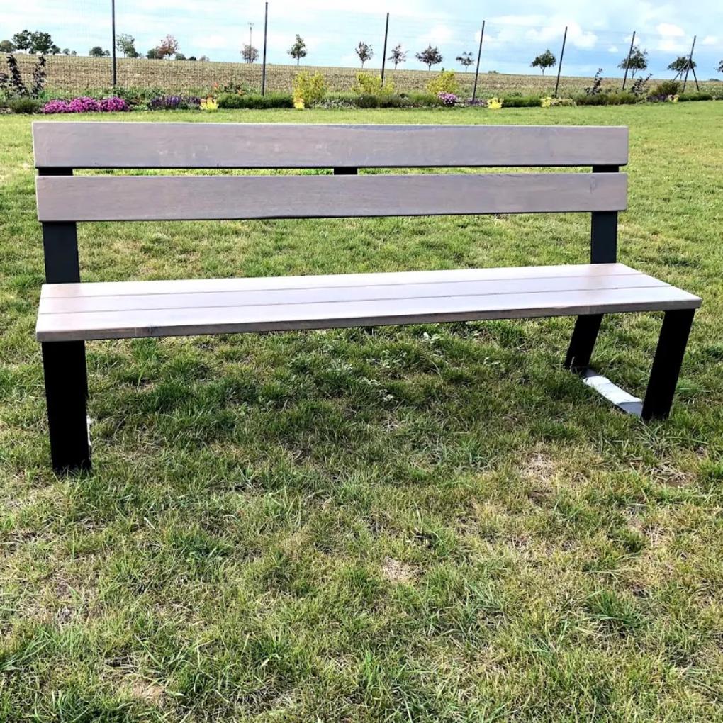 KULHÁNEK Designová zahradní lavice Délka: 230 cm, Odstín nátěru: lazura - pinia, Odstín podnože: bílá - RAL 9010