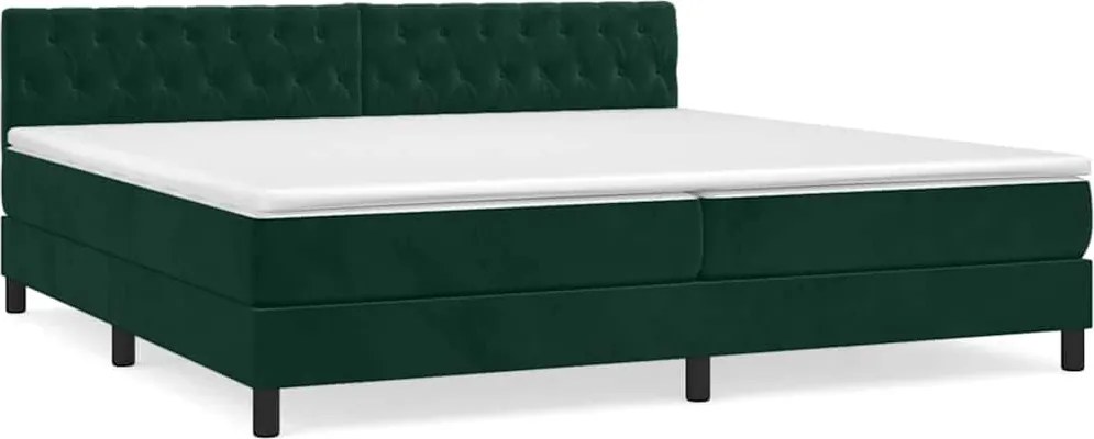 Box spring postel s matrací tmavě zelená 200x200 cm samet 3141506
