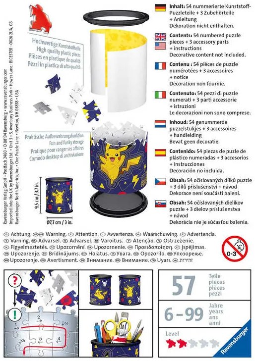 RAVENSBURGER Puzzle 3D Stojan na tužky Pokémon 54 dílků skládačka 2411257